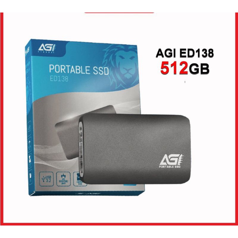 AGI PORTABLE SSD External ED138 Type-C USB 3.2 Gen 2 ULTRA THIN - 512GB ...
