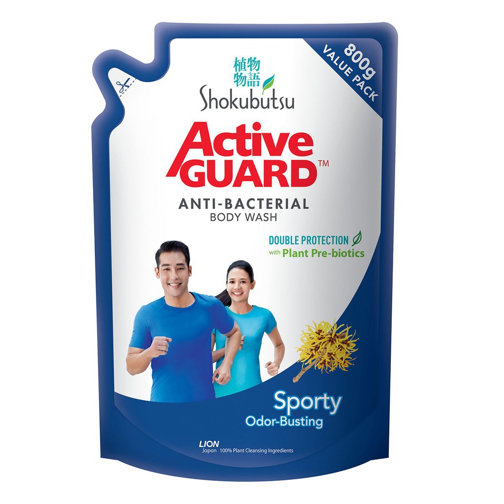 Shokubutsu Active Guard Body Wash Refill Pack - Sporty Fresh (800g ...