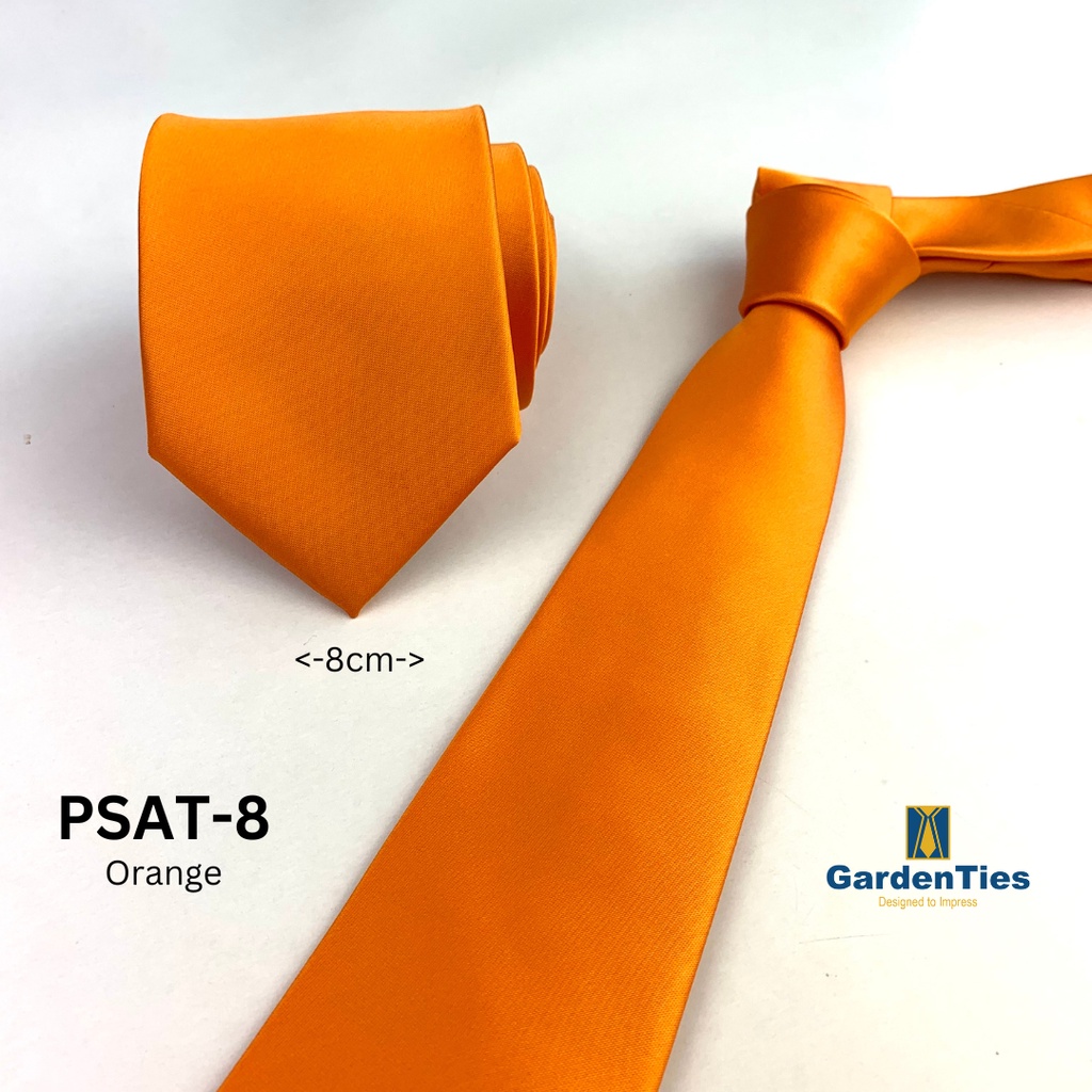 Orange Satin Plain Tie, Orange Tie, Tali Leher Oren, Neckties Malaysia ...