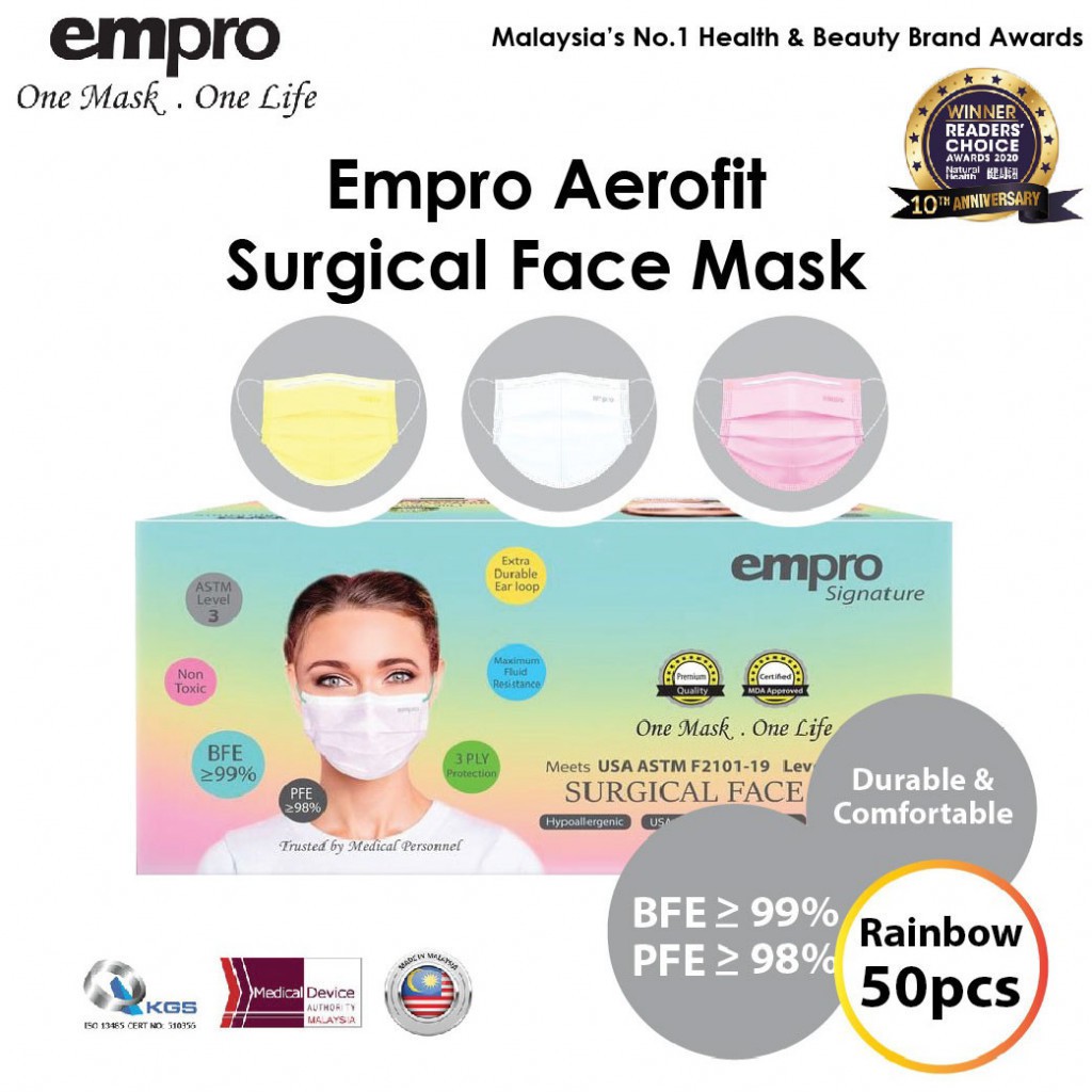Empro Aerofit Surgical Mask 50's - 3 Ply (Rainbow) | Shopee Malaysia