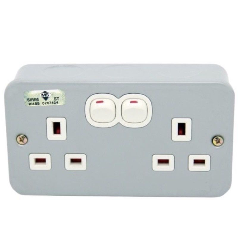 DOUBLE (2 WAY) SINGLE (1 WAY) METAL CLAD SWITCH SOCKET 13 AMP SIRIM ...