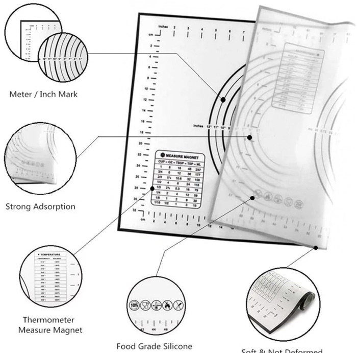 Premium Silicone Reusable Nonstick Dough Pizza Bread Kitchen Baking ...