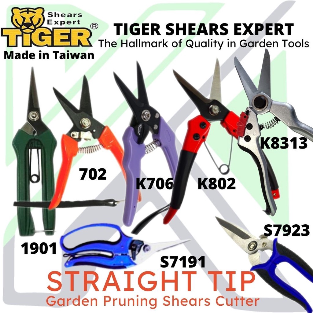 【TIGER】Straight Tip Garden Pruning Shears Cutter Scissors ️ [Gunting ...