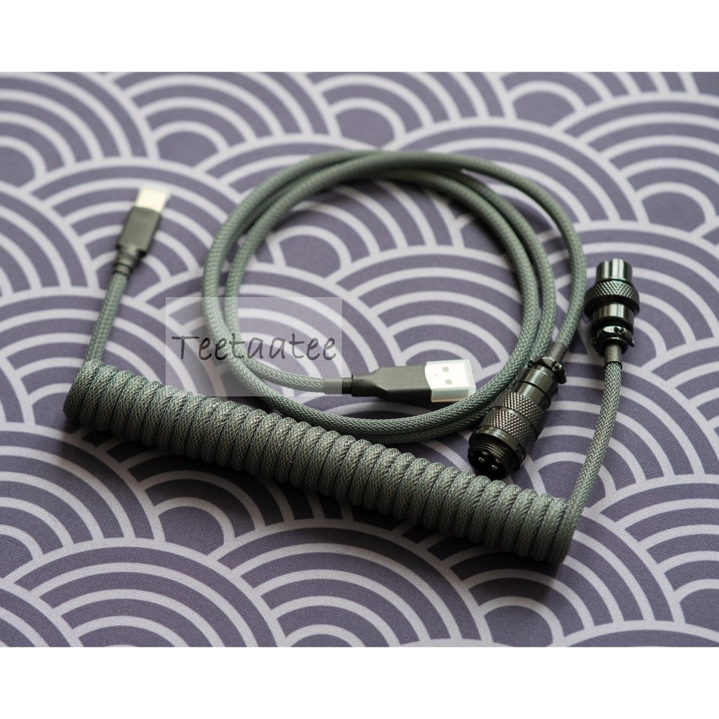 [FREE SHIPPING] Keyboard Coiled Cable with aviator (Dark Grey Colorway ...