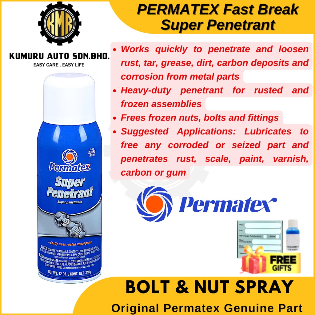 Permatex Fast Brake Super Penetrant Nut Spray Anti Rush (340g) | Shopee ...