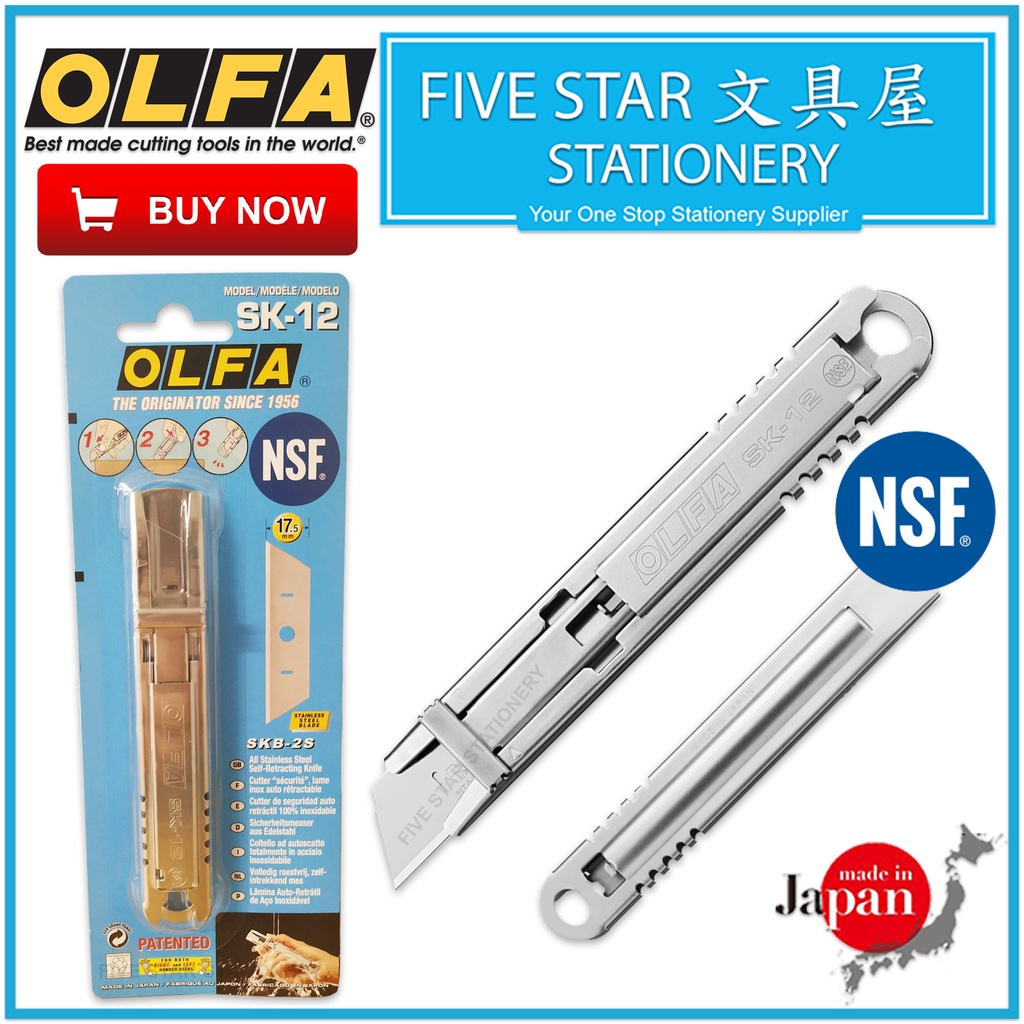 OLFA SK-12 All Stainless Steel Self-Retracting Knife Hobby Craft & Utility | Shopee Malaysia
