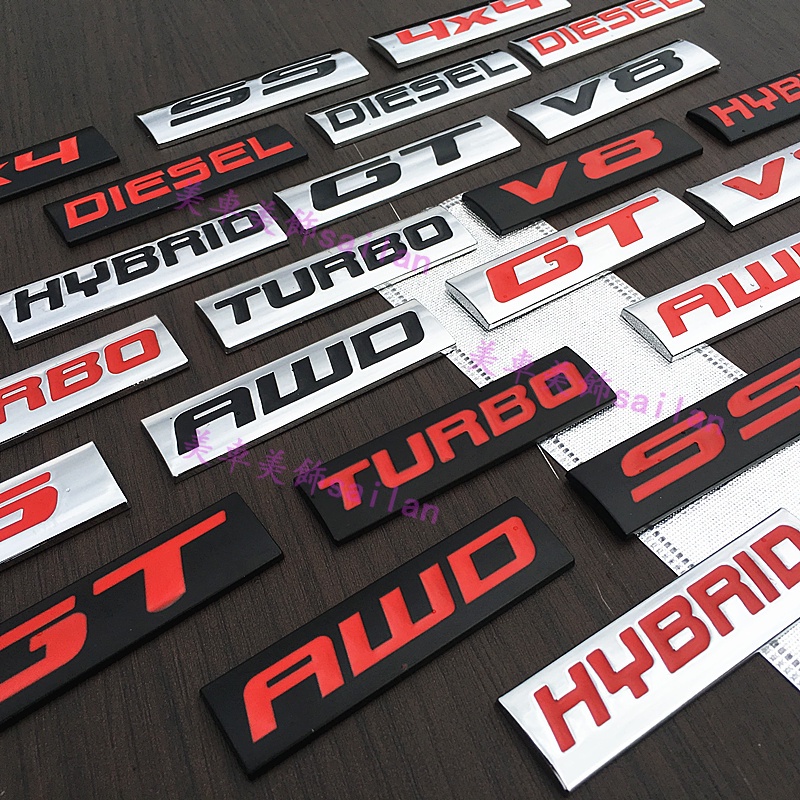 3D Three-Dimensional AWD Word Label Sticker TURBO Turbocharged Tail ...