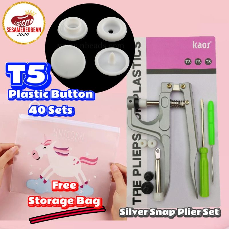 (T5 Silver) Alat Pasang Butang Snap Plastik Plastic Button Hand Press ...