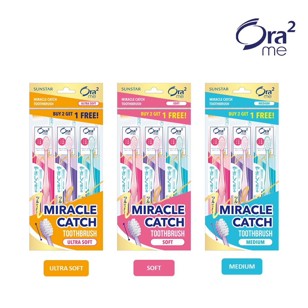 Ora2 Me Miracle Catch Compact Head Toothbrush - Ultra-Soft/Soft/Medium [Value Pack] | Shopee ...