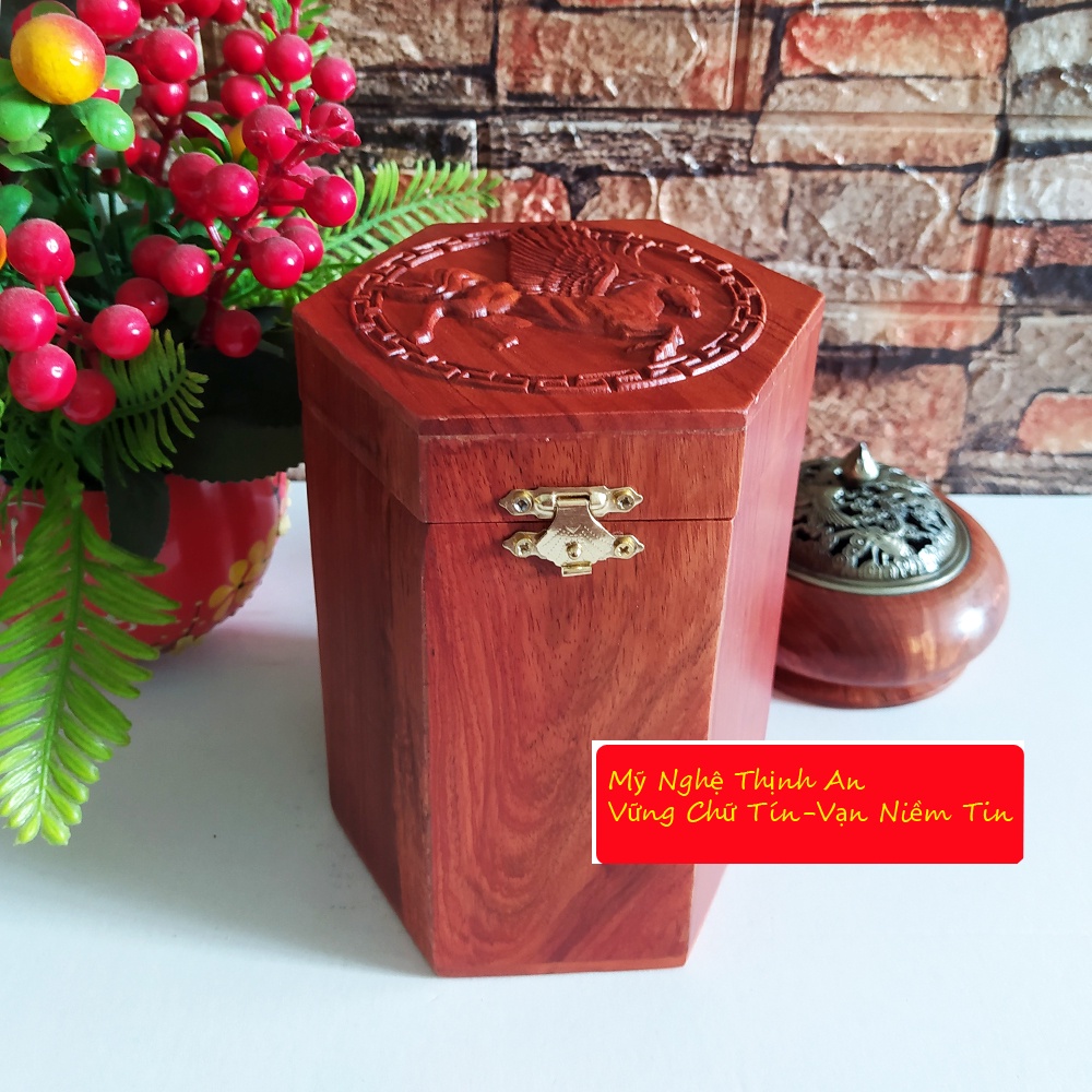 Large tea box with Pegasus Greek mythical horse model in Huong wood ...