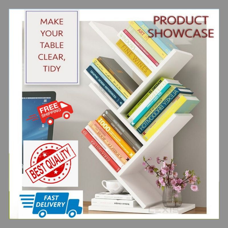 🔥HOT ITEM🔥[READY STOCK] Tree Shape Table Top Bookshelf Bookcase Storage Rack Modern Style, Rak ...