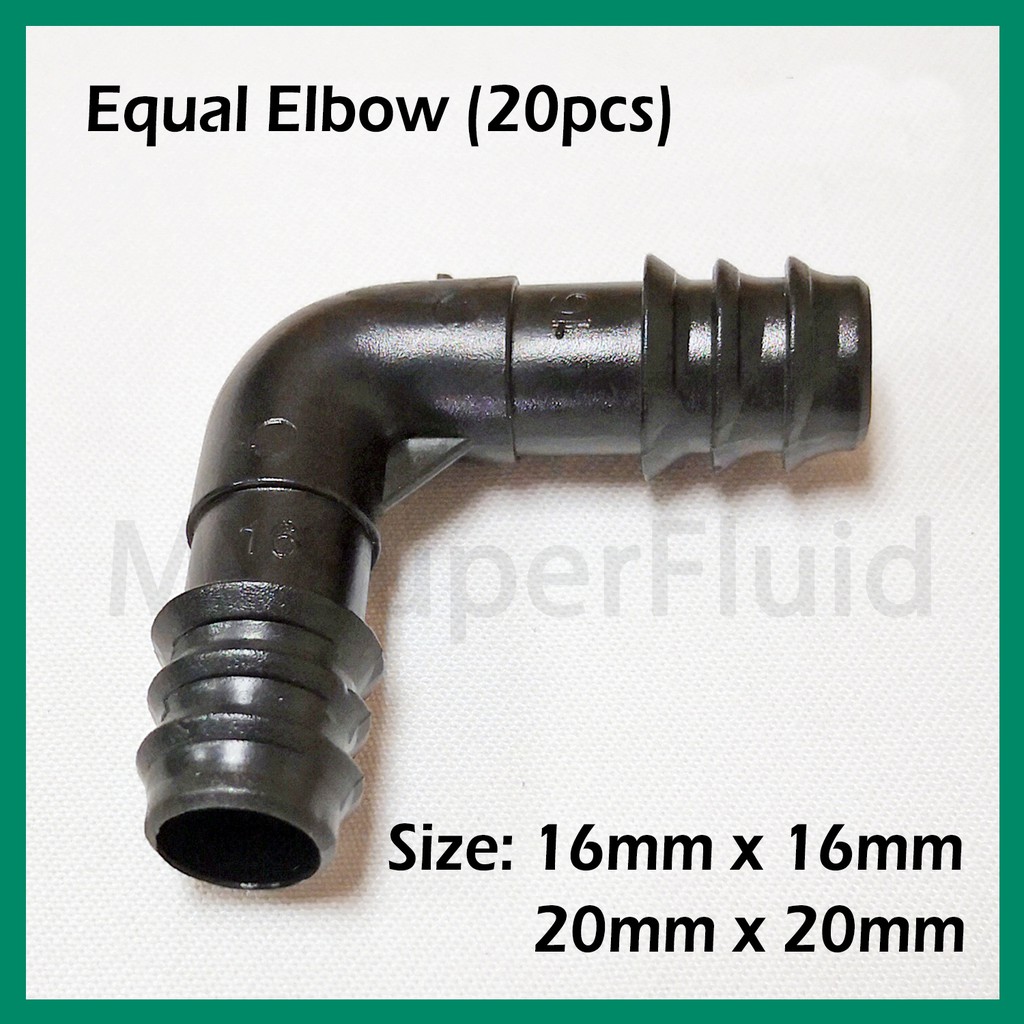 (20pcs) 16mm or 20mm Equal Elbow for Irrigation Water Piping LDPE ...