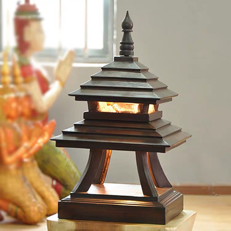 THAILUCKY A Thai-Style Teak Wood Post Lamp Installed Along The Corridor ...