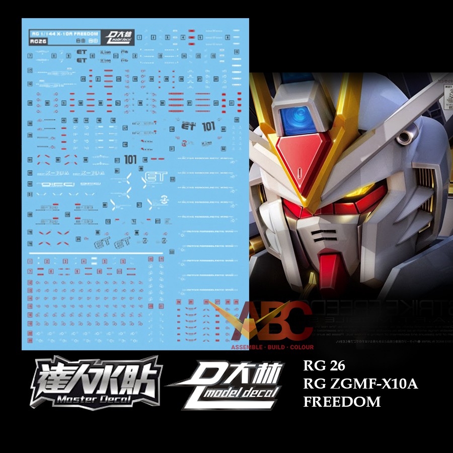 [Dalin] Waterslide Decal - RG26 RG 1/144 Freedom ZGMF-X10A Model Kit ...