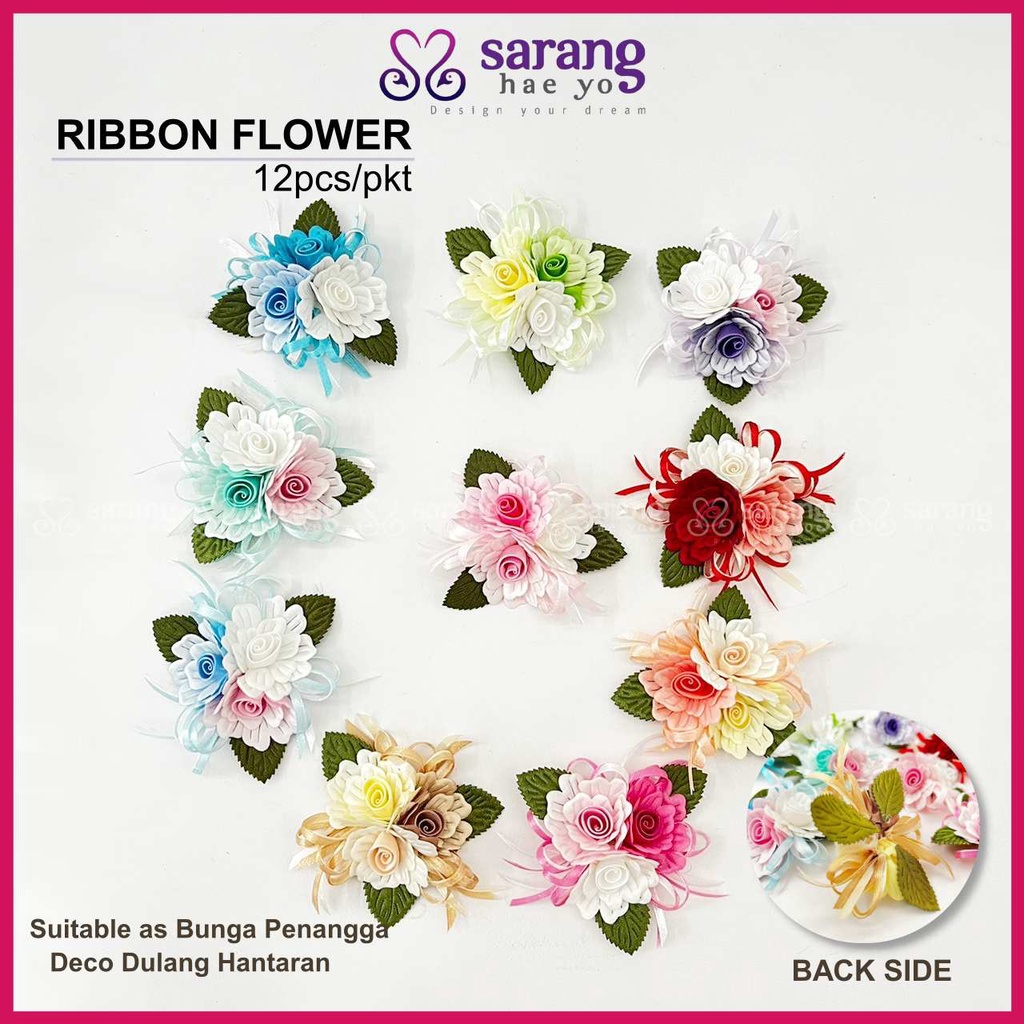 12 PCS-PACKET / SMALL FLOWER / REBEN BUNGA / RIBBON SIAP / HAND MADE ...