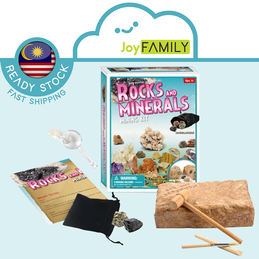 JOYFAMILY Kid Toy Educational Rock & Minerals Crystal Mining Kit ...