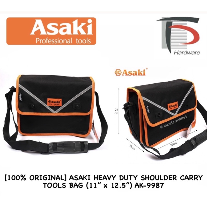 [100% ORIGINAL] ASAKI HEAVY DUTY SHOULDER CARRY TOOLS BAG (11” x 12.5 ...