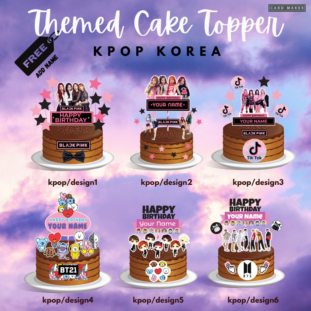 Themed Cake Topper KPOP FREE ADD NAME | Shopee Malaysia
