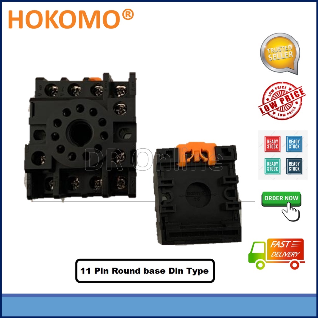 Hokomo 11Pin Round Pin Relay Base Socket BF113A-E | Shopee Malaysia