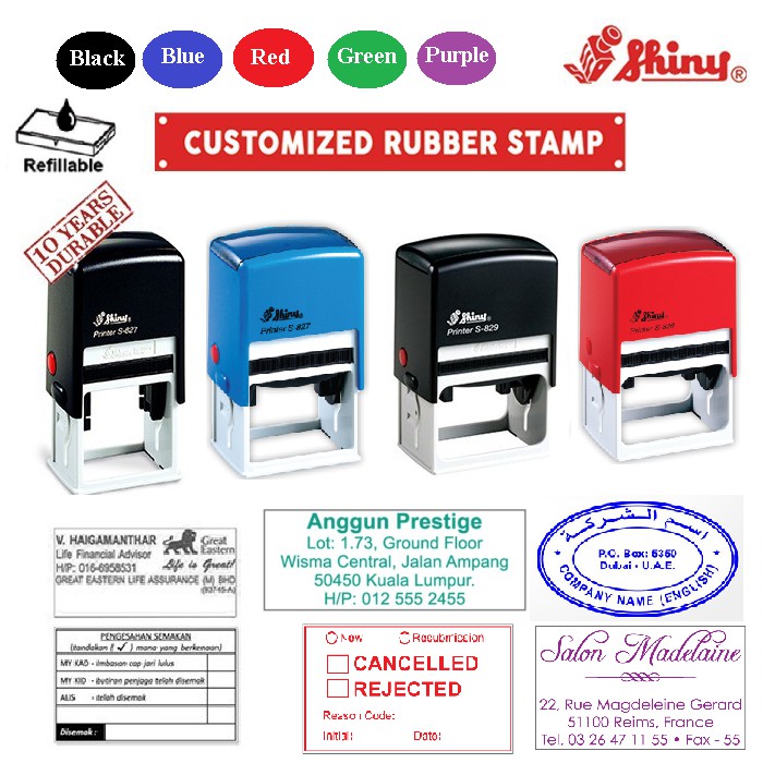 CUSTOMIZED Shiny Rectangular Self Inking Stamp - Shiny S-826 To S-830 ...