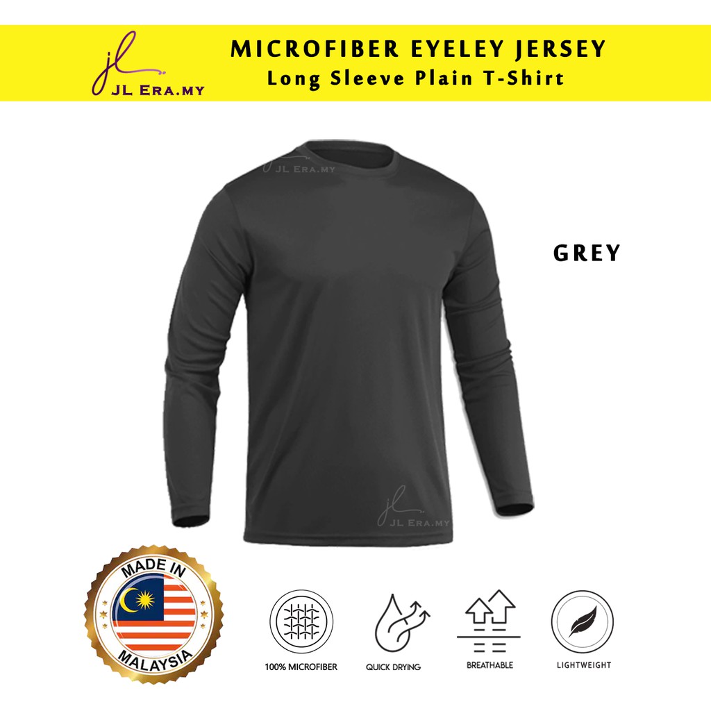 [PLUS SIZE] Microfiber Eyelet Jersey T-shirt | Round Neck | Long Sleeve ...