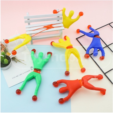 【Ready Stock】Superman Funny Toys Sticky Stretchy Kids Elastic Climbing ...