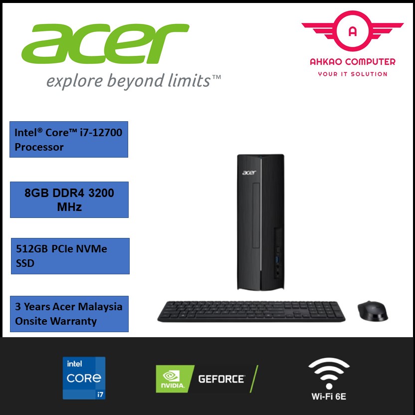 Acer Aspire XC1760-12700F Desktop PC ( I7-12700, 16GB RAM, 512GB SSD ...