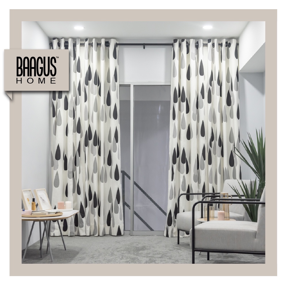[BAAGUS Home] Droplet Graphical Curtain - 2pcs - 2 colours | Shopee ...