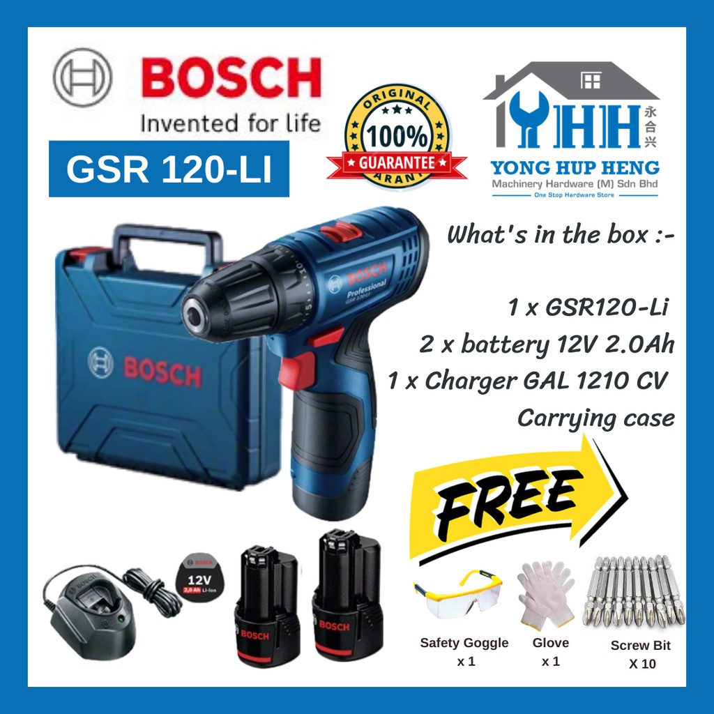 Bosch GSR 120-LI Cordless Drill / Driver GEN 2 GSR120-LI (2 BATTERY 2 ...