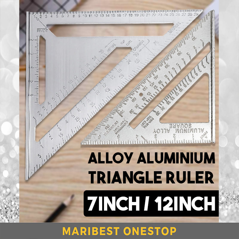 7INCH 12INCH METRIC RULER ALUMINIUM ALLOY PROTRACTOR TRIANGLE For Wood ...