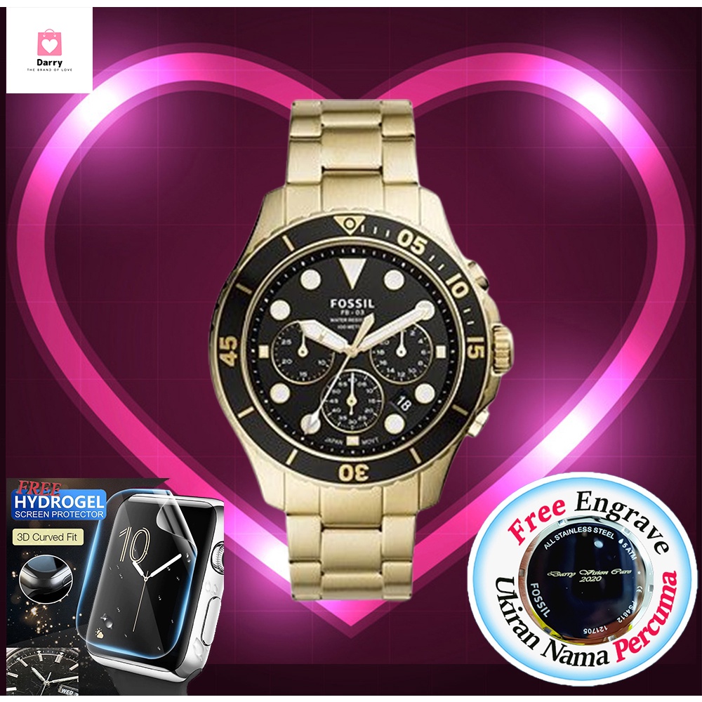 [FREE ENGRAVE & Original] Fossil FB03-FS5727 Gold Strap CHRONOGRAPH ...