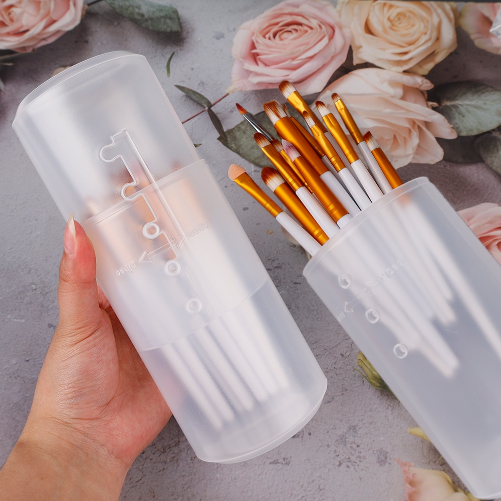 Retractable Makeup Brush Storage Bucket with Lids / Transparent ...