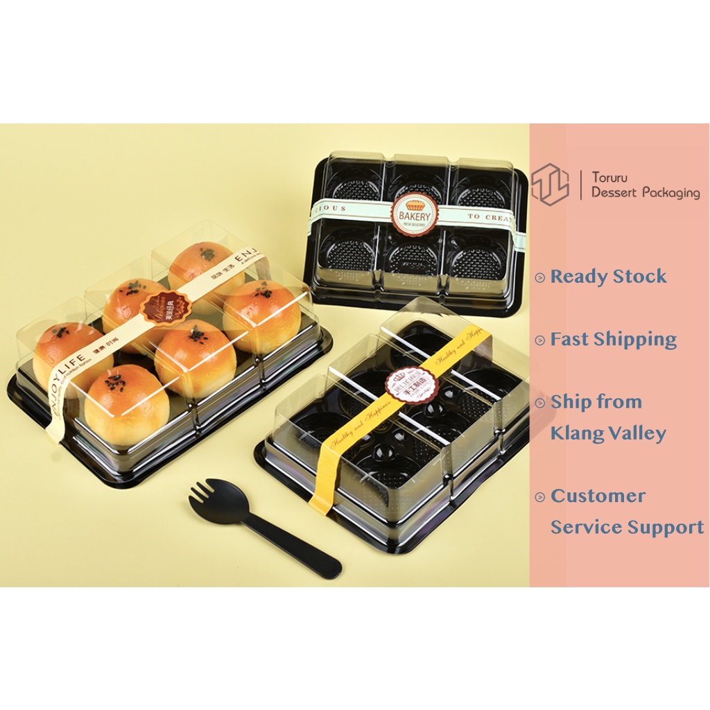 [10PCS] 6 Hole Egg Yolk Pastry Mooncake Plastic Container Snow Mochi ...