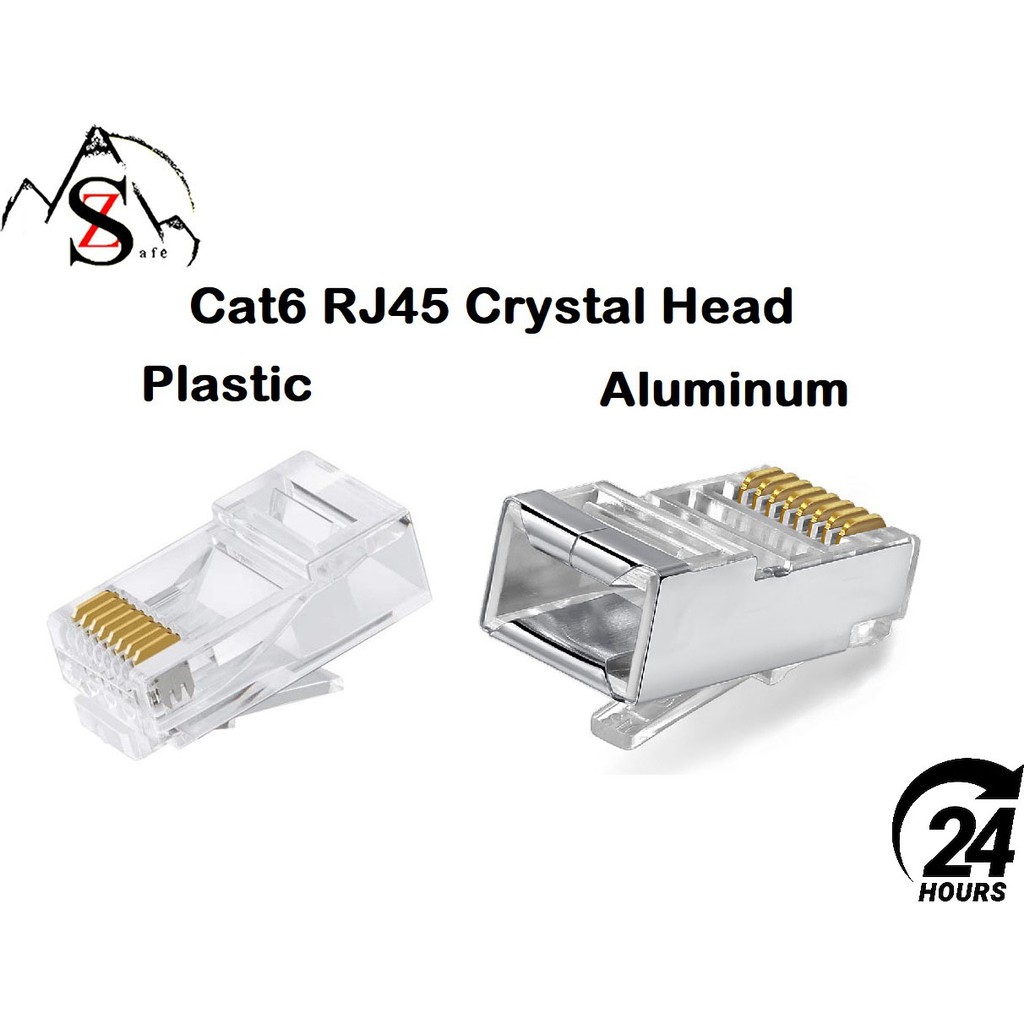 Cat6 RJ45 Crystal Head Plastic/Aluminum, Network cable Connector ...