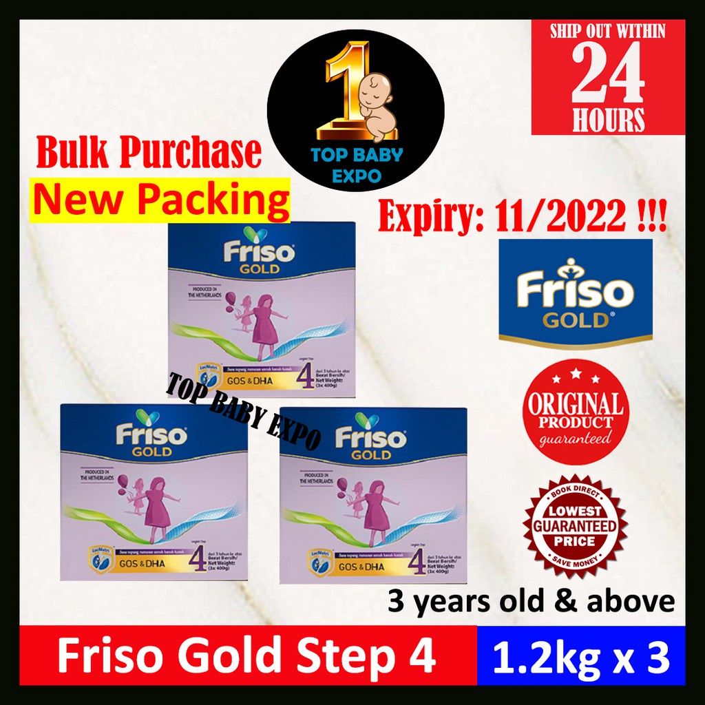 Friso Gold Step 4 (1.2kg x 3) Exp: 11/2022 (Newest Packing) | Shopee ...