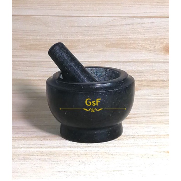 (GSF) 14cm,16cm,18cm Stone Mortar Black Solid Granite Stone Pounder ...