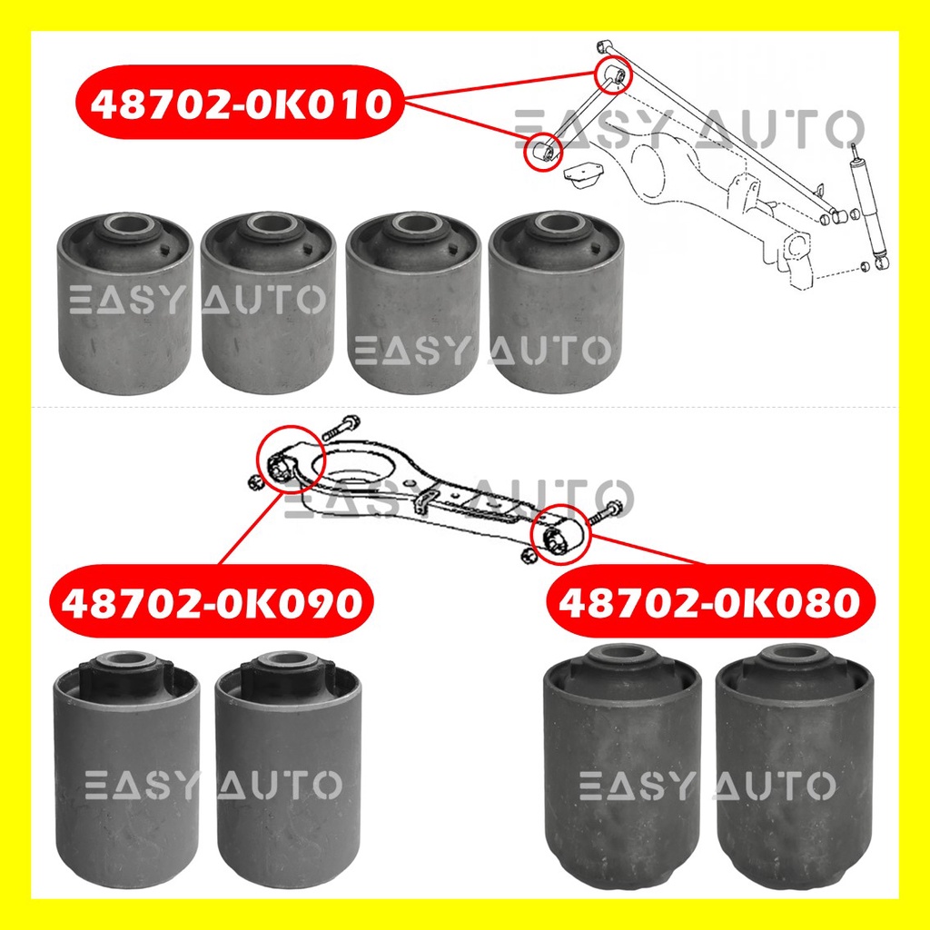 【1 SET 8PCS】 Toyota Innova TGN40 / Fortuner TGN51 Rear Lower Arm Bush ...