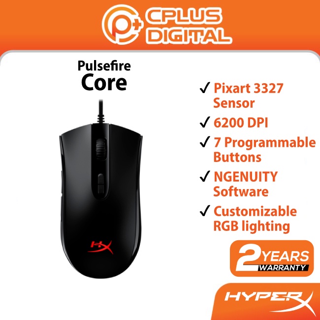 HyperX Pulsefire Core Gaming Mouse Pixart 3327 Sensor 6200 DPI 7 ...