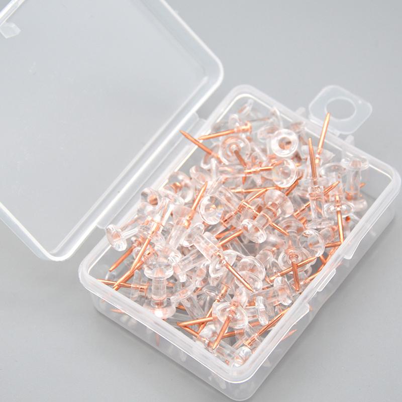 [Ready Stock] Rose Gold / Gold Push Pins Thumbtacks Transparent Plastic ...
