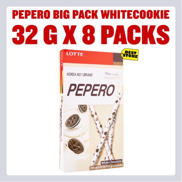 Lotte Pepero Korea Big Pack White Chocolate (32G x 8 Packs) | Shopee ...