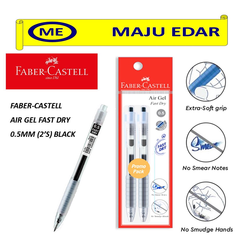FABER-CASTELL GEL PEN AIR GEL FAST DRY 0.5MM BLACK (2'S) 540890 ...