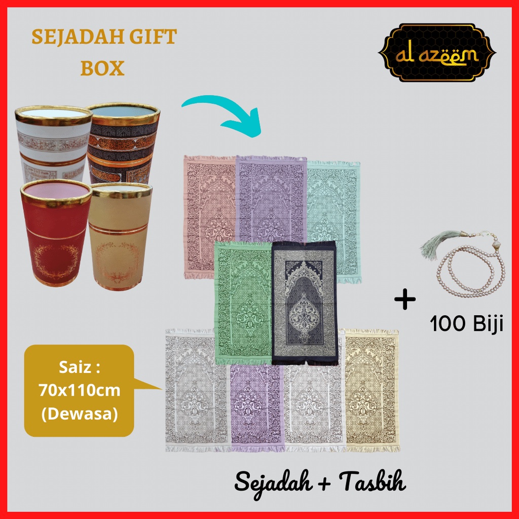Sejadah Surprise Round Tall Gift Box Ready Stock Tasbih Hadiah Travel ...