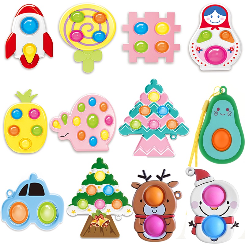 Christmas Pop It Fidget Simple Dimple Toys Children's Puzzle Finger ...