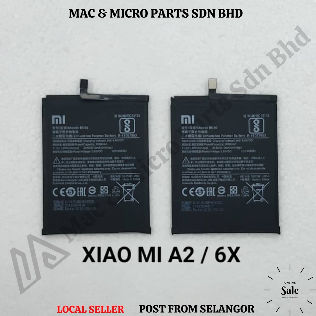 MG BRAND ORIGINAL A2 / 6X BATTERY MODEL BN36 (3010mAh) | Shopee Malaysia