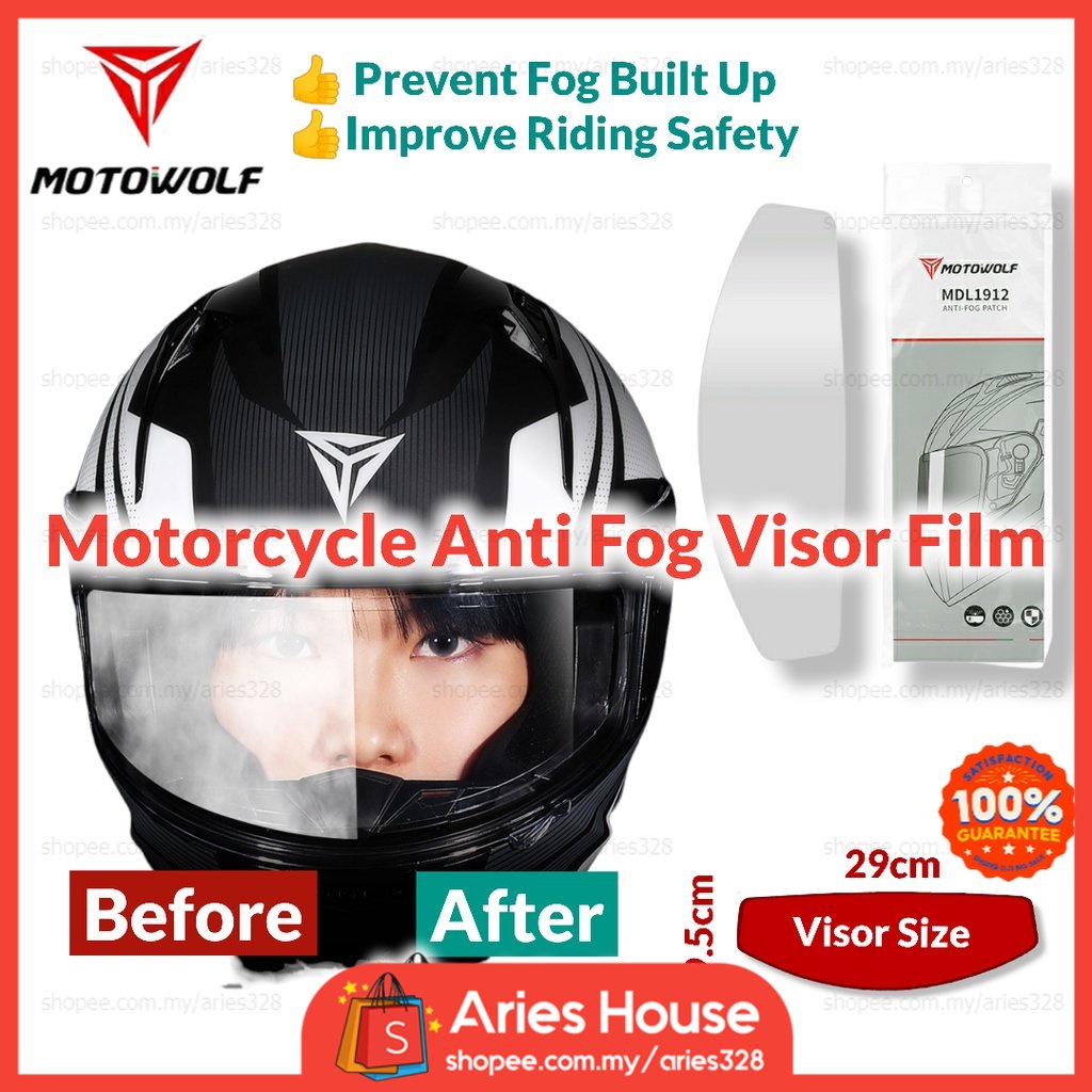MOTOWOLF Anti Fog Film Helmet Visor Anti Fog Clear Safety Motorcycle ...