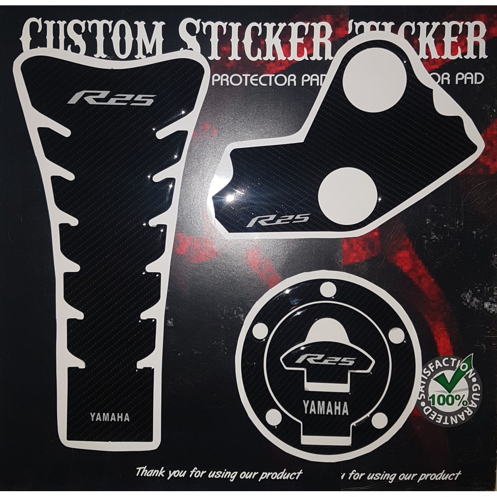 Yamaha R25 R 25 Tankpad Sticker Complete Triangle Embossed carbon ...