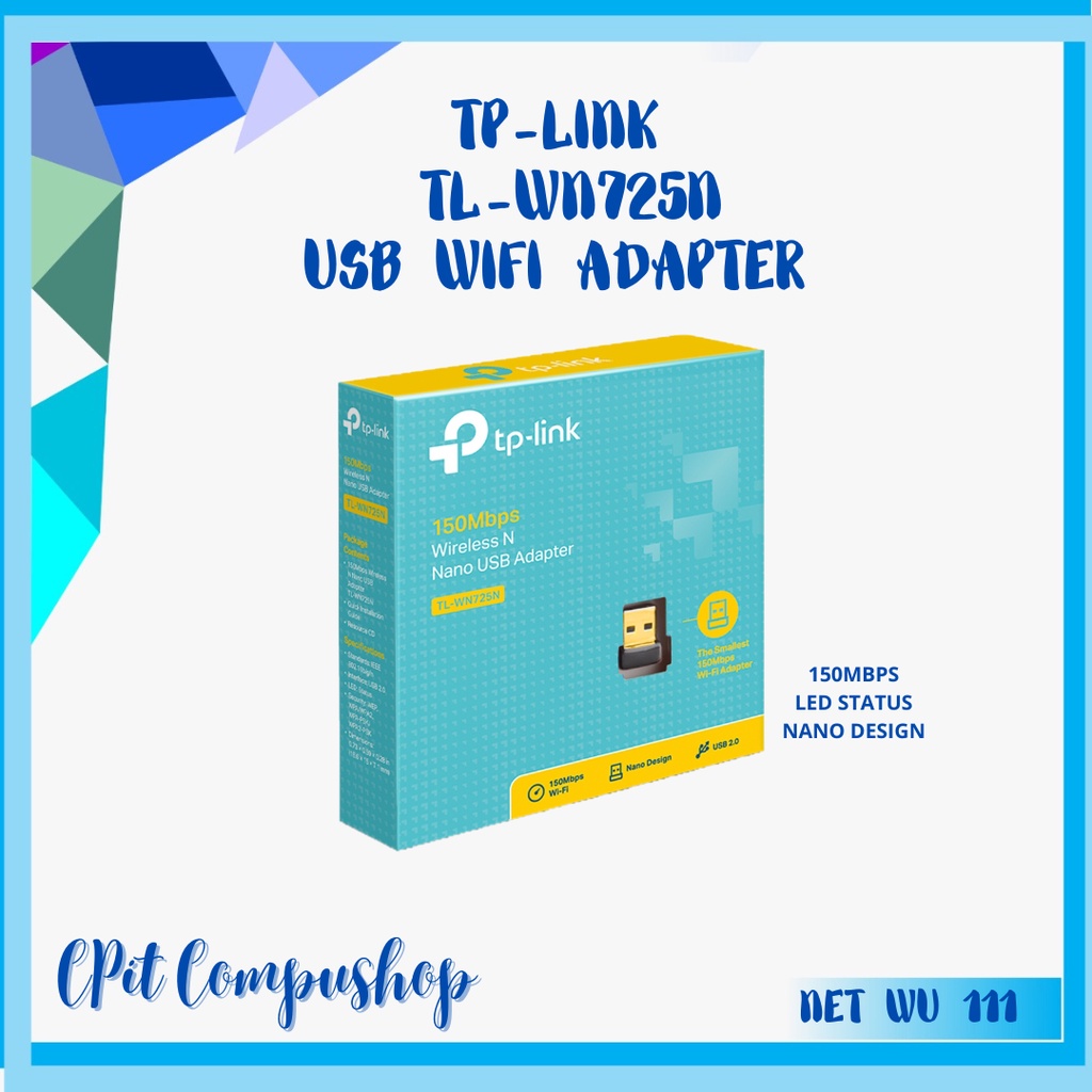 Tp-link TL-WN725N Nano Design 150Mbps Wireless N Nano USB Adapter USB ...