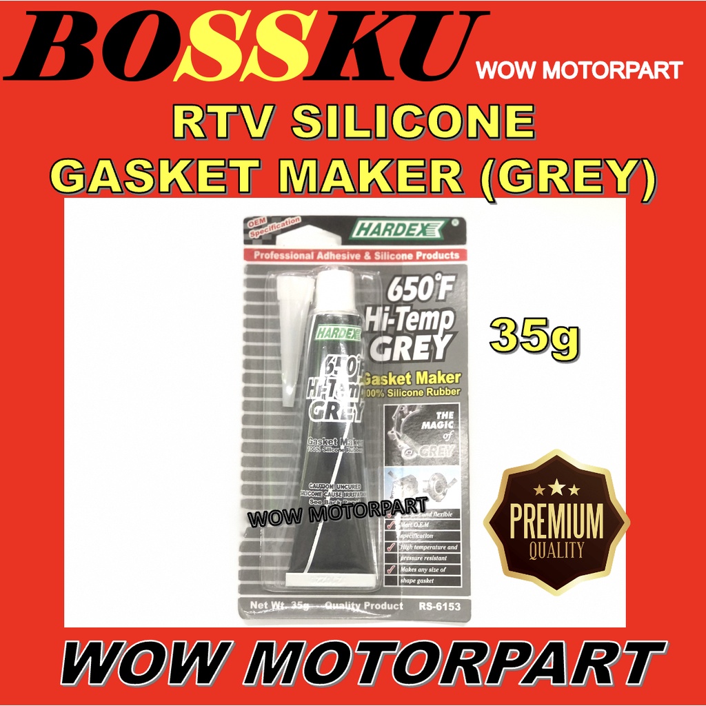 ENGIN GUM HARDEX GREY RTV GASKET MAKER 35G HI TEMP SILICONE RUBBER ...