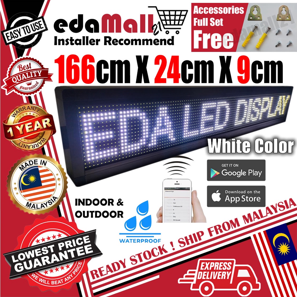 LED Display Sign Board (White Light) Mobile App Wifi Outdoor Running Message Display SIGNBOARD ...