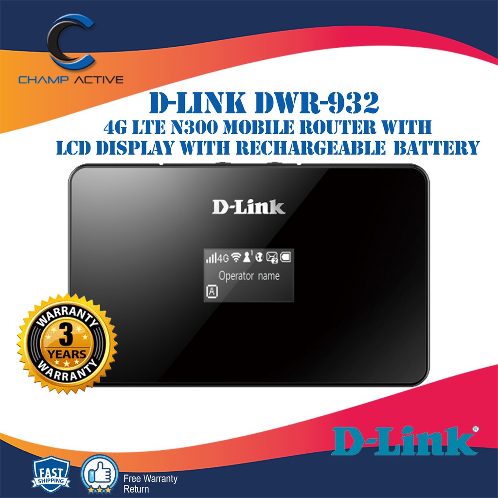 D-LINK DWR-932 (Promo) 4G LTE N300 Mobile Router with LCD Display with ...